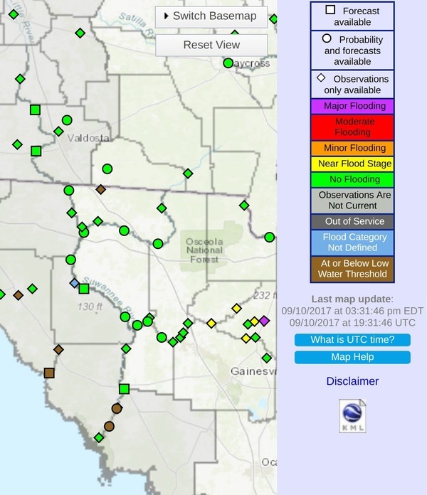 River Gage Projections for Hurricane Irma 2017-09-10 | WWALS Watershed ...