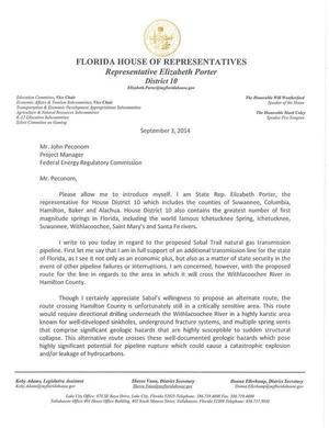 FL State Rep. Elizabeth Porter objects to FERC about Sabal Trail ...
